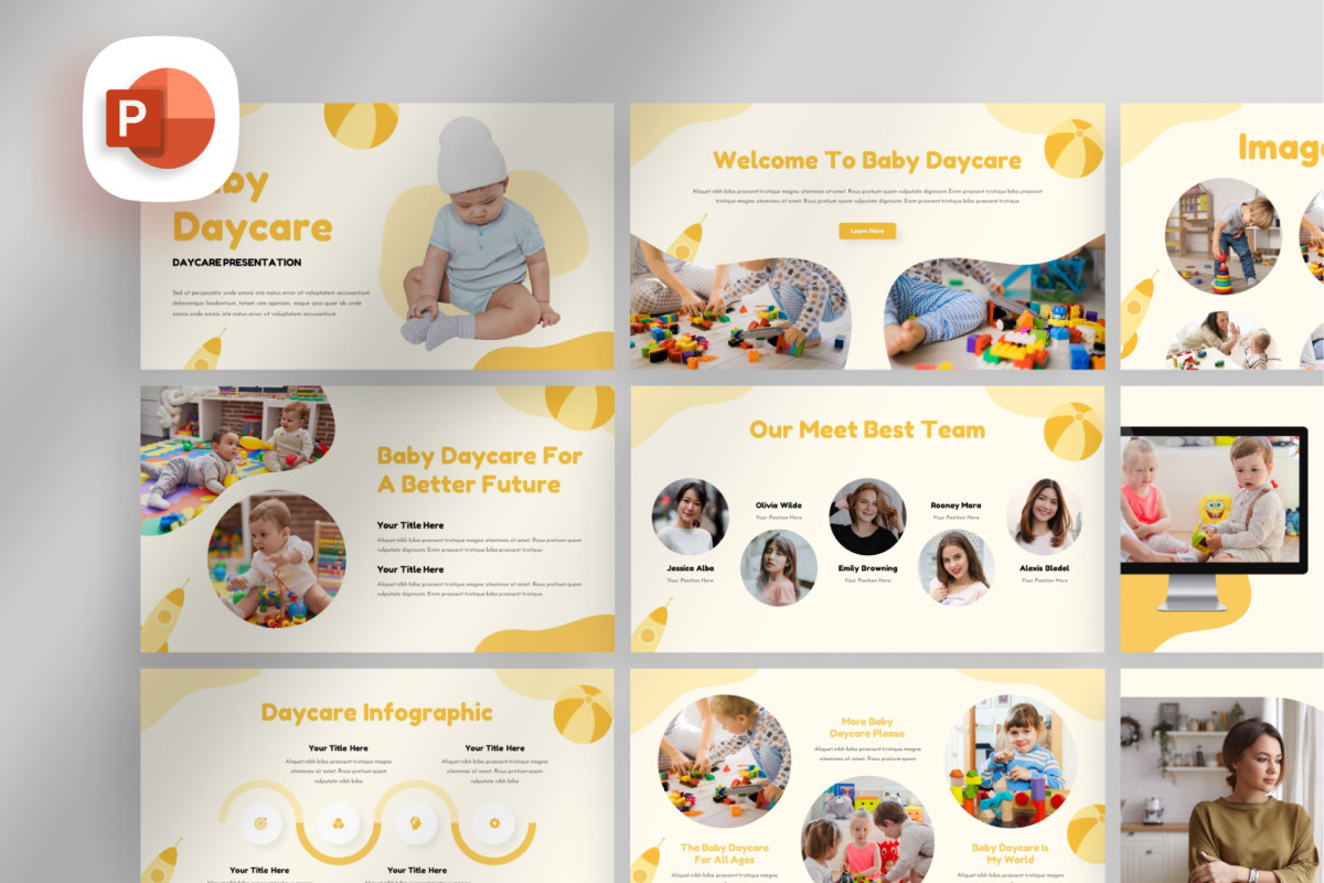 Cute Baby Daycare PowerPoint Template | Nulivo Market